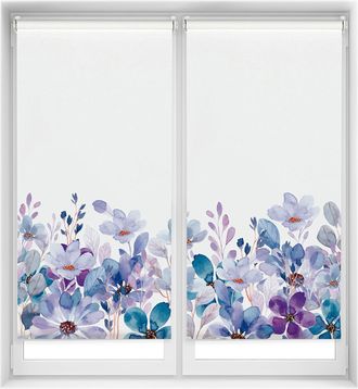 Blindecor Duo Relax | Packung mit 2 Verdunkelungsrollos, lichtdurchlässig, ohne Bohren, Easy Fix Digitaldruck, Modell Violet Garden | 60 x 150 cm (Breite x Höhe