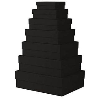 R&ouml;ssler Selection Papier 13411453700 - Boxline Geschenkbox mit Deckel, 7er Set Geschenkschachteln, Schwarz, Kartonagen rechteckig
