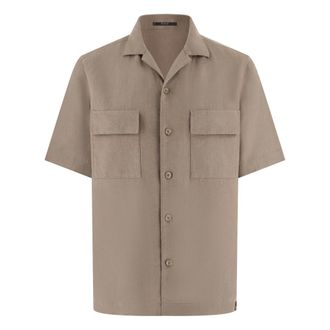 Boggi Milano Homme, Chemises, Beige, Taille: S Chemise Veste de Camp en Lin