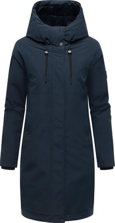 Navahoo Damen Langer Mantel warme Winterjacke mit Kapuze Hageltanz 14 Navy Gr. XXL