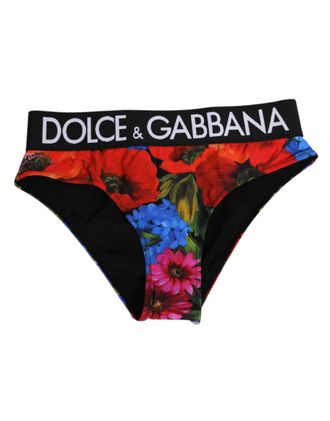 Dolce & Gabbana Womens Black Floral Print High Waist Panty Underwear 28+pa Clothing