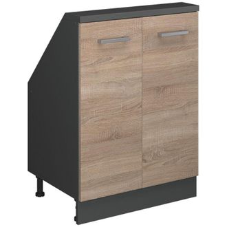 Vicco Meuble de rangement sous pente Rion 60x81.6cm - Sonoma/Anthracite - Construction robuste en panneau de particules - 2 portes pratiques