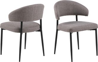 Möbelando Polsterstuhl >Edina< (2er-Set) in Graubraun, Polyester, Stahl - 56x77x55 (BxHxT)