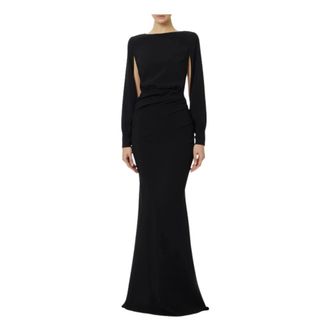 Elisabetta Franchi Femme, Robes, Noir, Taille: 38 FR Robe de Soir&eacute;e en Cr&ecirc;pe Ajust&eacute;e