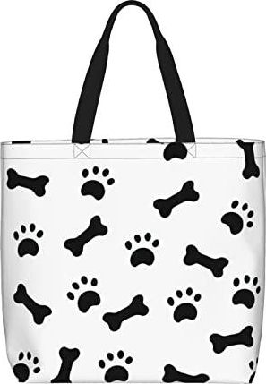 Generic Sac De Courses Os En Forme De Patte De Chien Sac &Agrave; Main D&eacute;contract&eacute; Personnaliser R&eacute;utilisable Sacs En Toile Pour Femmes, Pour Burea, Femmes, Voyage, 