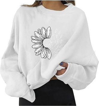 Generic Pull Noel Femme Manches Longues Col Rond Sweat Multicolore Imprimé Sweatshirt Grande Taille Sweatshirt Col Rond en Molleton Éponge Femme Pullover Casu