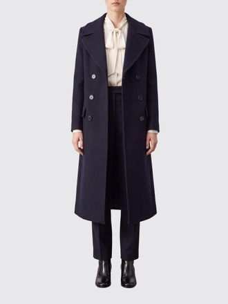 Chlo&eacute; Long manteau crois&eacute; en pure laine vierge &agrave; revers classiques
