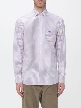 Etro Chemise ray&eacute;e en coton coupe slim avec logo Cube brod&eacute; sur la poitrine