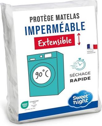 Sweet Night Prot&egrave;ge-Matelas - Al&egrave;se 140x190 cm - Imperm&eacute;able, Respirant & Silencieux - Forme Drap-Housse Bonnet 27 cm - Lavable Machine 90&deg;C - Certifi&eacute; Oeko-Tex