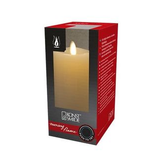 Konstsmide LED Echtwachskerze cremewei&szlig;, 3D Flamme und geschmolzener Kante, glatte Wachsoberfl&auml;che, 5H Timer, 1 warm wei&szlig;e Diode, batteriebetrieben, Innen, Batte