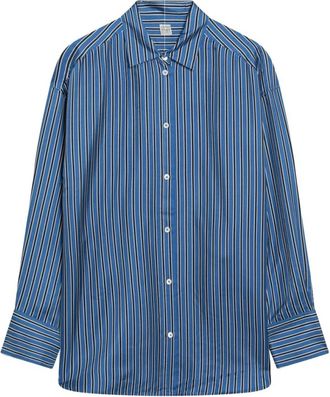 Toteme Femme, Blouses et Chemises, Bleu, Taille: 38 FR Oversized Striped Shirt