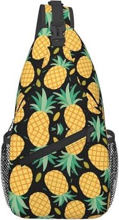 Generic Antivol Sacoche Tactique Art de lananas tropical hawa&iuml;en Sling Sac &agrave; Bandouli&egrave;re Mode Crossbody Bag pour Homme Femme Randonn&eacute;e