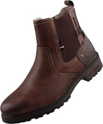 Mustang Jeans Boots caf&eacute; &agrave; talon d&eacute;croch&eacute; bas avec un zip et un soufflet &eacute;lastiqu&eacute; - Taille numeric_44