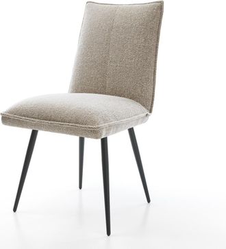 DELIFE Esszimmerstuhl Lelio-Flex Webstoff Soft Beige 4-Fu&szlig; konisch Schwarz Taschenfederkern, Esszimmerst&uuml;hle