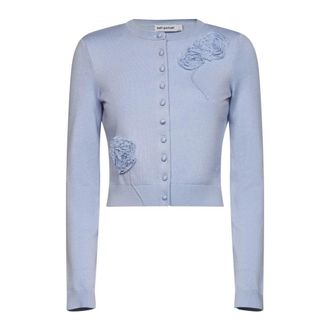 Self Portrait Blumenstrick-Cardigan - - Knitwear - Damen - Blau - XS
