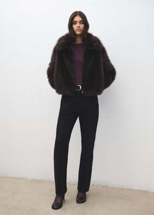 Mango T-shirt manches longues col rond bordeaux - Femme - XXS - MANGO