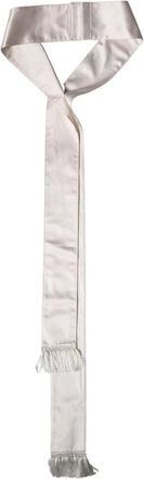 Dolce & Gabbana Femme, Accessoires, Blanc, Taille: ONE Size Foulard en satin de soie &agrave; franges