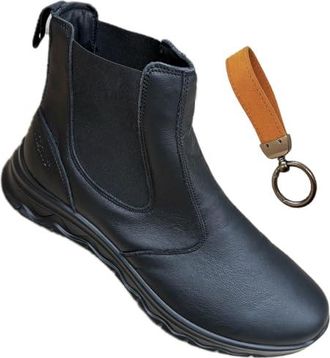 Grisport Chaussures de ville pour homme, Stoner en cuir véritable, semelle amovible, en mémoire douce, semelle légère, antidérapante, Noir tactile, 45 EU