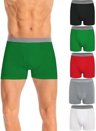 Nutria Boxers Homme Lot de 5 sous-vêtements en Coton Doux et Respirant Rétro Trunks pour Homme avec Braguette Ouverte Confortable et Ceinture Élastique U03