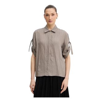 Sessun Safara Gestreiftes Hemd mit Schnallen-Detail - - Blouses & Shirts - Damen - Beige - S