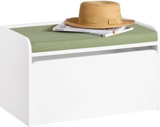 SoBuy Sobuy - KMB80-W Banc Coffre à Jouet pour Enfants, Coffre de Rangement 2 en 1, Meuble de Rangement avec 1 Tiroir à Roulettes et Assise Coussin