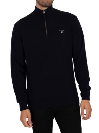 GANT Herren Superfine Lambswool Half Zip Pullover, Marine, M EU