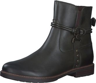 Marco Tozzi Damen Stiefeletten ohne Absatz aus Leder Flach, Grün (Olive), 40 EU