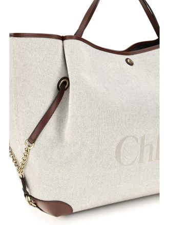 Chlo&eacute; Womens Large Carry Tote Bag Crafty Brown Cotton Shoulder