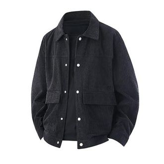Generic Veste l&eacute;g&egrave;re en velours c&ocirc;tel&eacute; pour homme - Veste d&eacute;contract&eacute;e pour le printemps et lautomne - Veste d&eacute;contract&eacute;e &agrave; manches longues - Avec boutonni&egrave;re