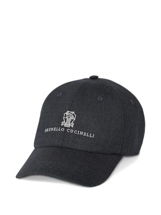 Brunello Cucinelli embroidered-logo baseball cap - Gris