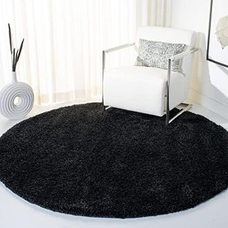 Safavieh Tapis Shag, Tissé Polypropylène Tapis Rond en Noir, 200 X 200 cm