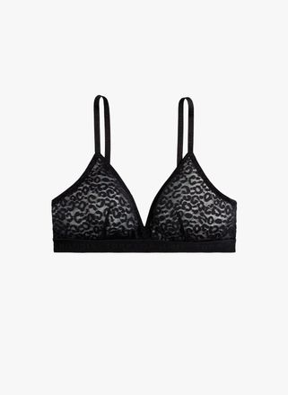 Tommy Hilfiger Soutien-gorge triangle &agrave; dentelle et motif l&eacute;opard