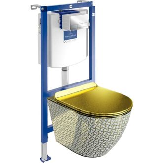 Villeroy & Boch Villeroy&boch - villeroy&boch wc Set mit Vorwandelement, Wand-WC und Sp&uuml;lknopf