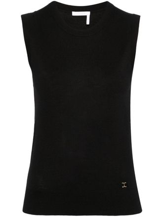 Chlo&eacute; haut en laine &agrave; design sans manches - Noir