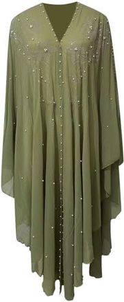 Generic Robe longue décontractée à capuche en mousseline de soie avec strass pour femme musulmane 2026, G, taille unique