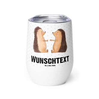 Mr. & Mrs. Panda Personalisierter Weinbecher Igel Liebe - Personalisierte Geschenke, Modernes Weinglas Mit Wunschname, Verliebt, Bambus-Weinbecher, Hochzeitstag, Namen