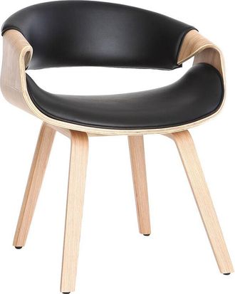 Miliboo Skandinavischer Armstuhl, schwarz und helles Holz aramis