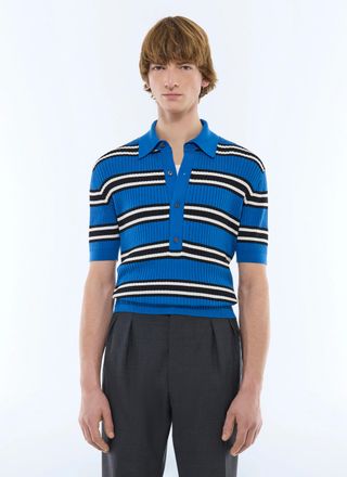 Fursac Polo &agrave; rayures en maille de coton c&ocirc;tel&eacute; - Taille XXL - Homme