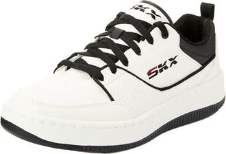 Skechers Baskets Sport Court 92 Ottoman pour Homme, Duraleather Blanc Garniture Noire, 42.5 EU