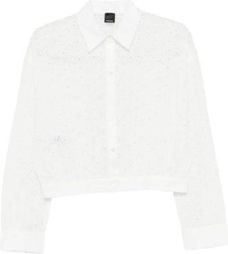Pinko Pinko, Femme, Blouses et Chemises, Blanc, Taille: 38 FR Charita Crop Shirt