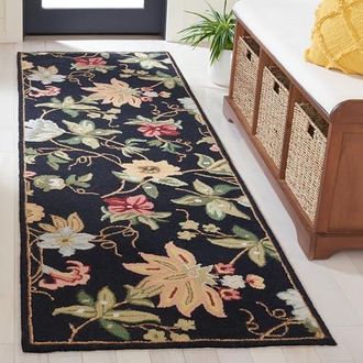 Safavieh Traditionell Teppich für Wohnzimmer, Esszimmer, Schlafzimmer - Chelsea Collection, Kurzer Flor, Schwarz und Multicolor, 80 x 180 cm