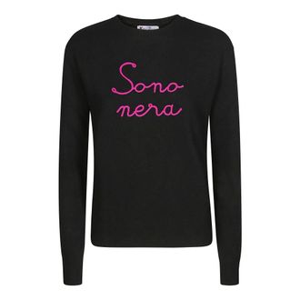 MC2 Saint Barth Femme, Pulls, Noir, Taille: 36 FR Pull en laine avec impression frontale