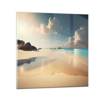 Arttor Wandbilder Dekoration Wohnzimmer Wilder Strand Ozean Rand Bilder auf Glas 50x50cm Glasbild Schlafzimmer K&uuml;che Deko Wand Kunstdruck Art Klein Wanddeko 