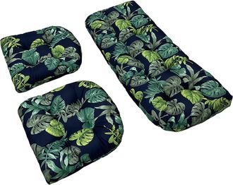 Generic Gartenstuhl-Kissen-Set, wasserdichte Sitzpolster aus Korbgeflecht mit Bändern, für Weiden-Zweisitzerbank, inklusive 1 Zweisitzer-Kissen und 2 U-förmig