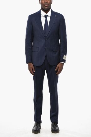 Corneliani CC COLLECTION Nadelstreifen-Anzug aus Schurwolle mit Pattentaschen Corneliani