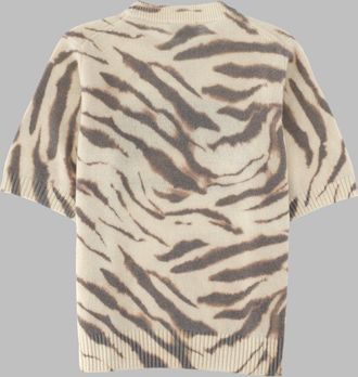Ganni Slim-Fit Animal Print Wool Sweater - Multicolor
