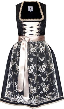 Alpenm&auml;rchen Midi Dirndl aus Exklusiver Kollektion inkl. Spitzensch&uuml;rze Gr.46 - ALM664 Schwarz