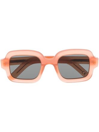 Retro Superfuture Eckige Benz Sonnenbrille - Orange