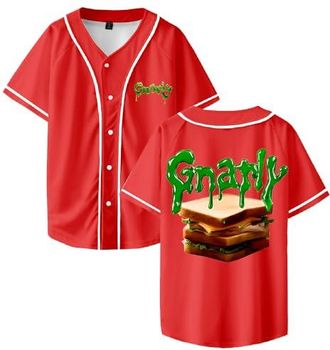 Generic Katseye Gnarly Merch Veste de baseball en jersey à manches courtes pour homme et femme, Rouge, 3XL