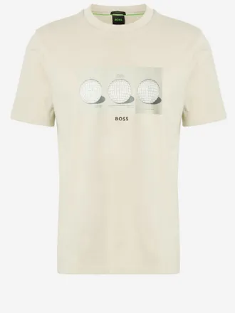 HUGO BOSS Logo-Printed Cotton T-Shirt - Beige